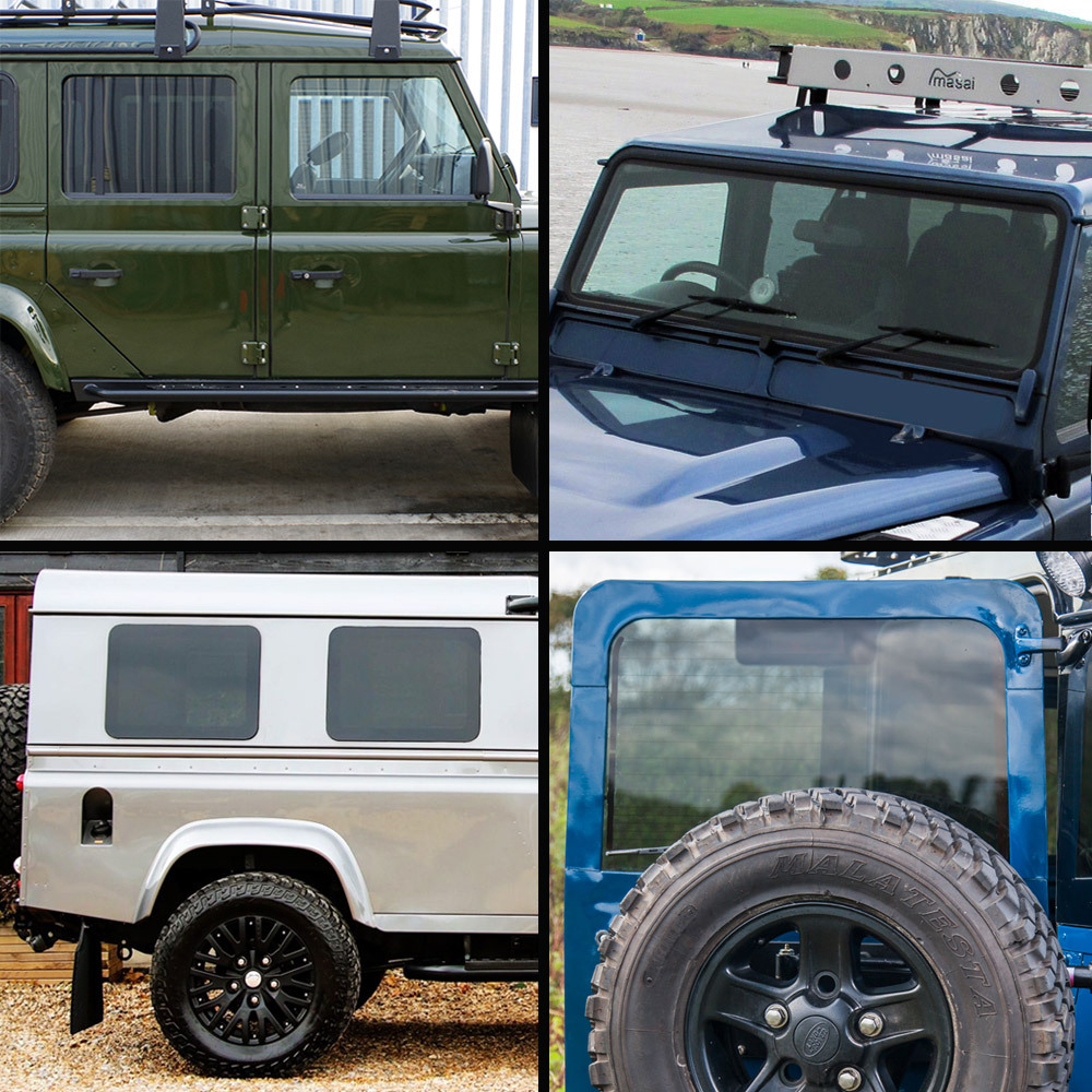 Land Rover Defender Side Windows & Glass – Masai Land Rover Defender ...