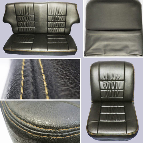 Classic Mini Replacement Seat Covers, Black with Cream Stitching, front ...