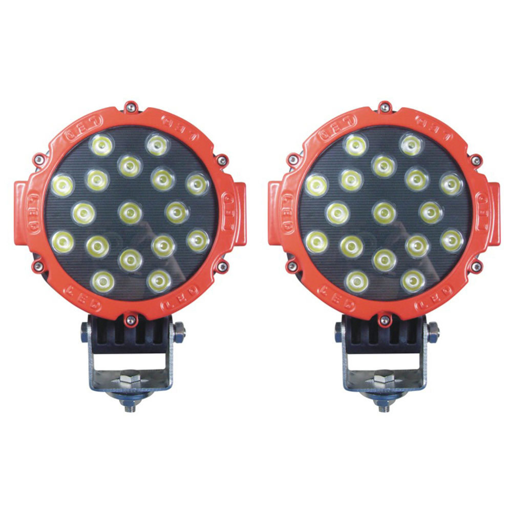 Pair of 3700 Lumens 51 Watts 7″ LED Driving Lights – Black/Red FLOOD ...