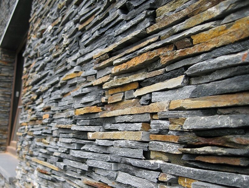 Stone Panel System - Black Slate Thin Real Stone Cladding Panels ...