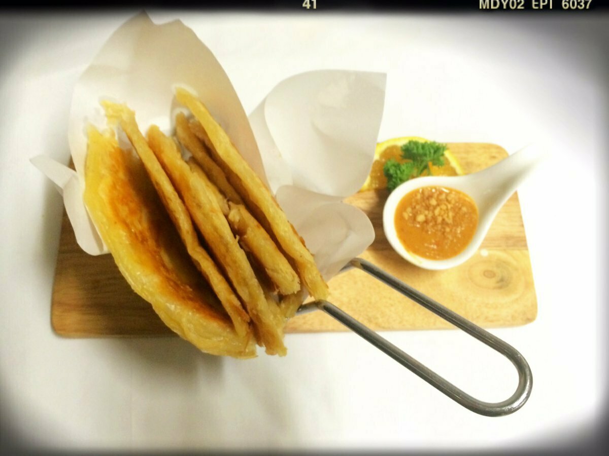 Roti Bread and peanut dipping sauce