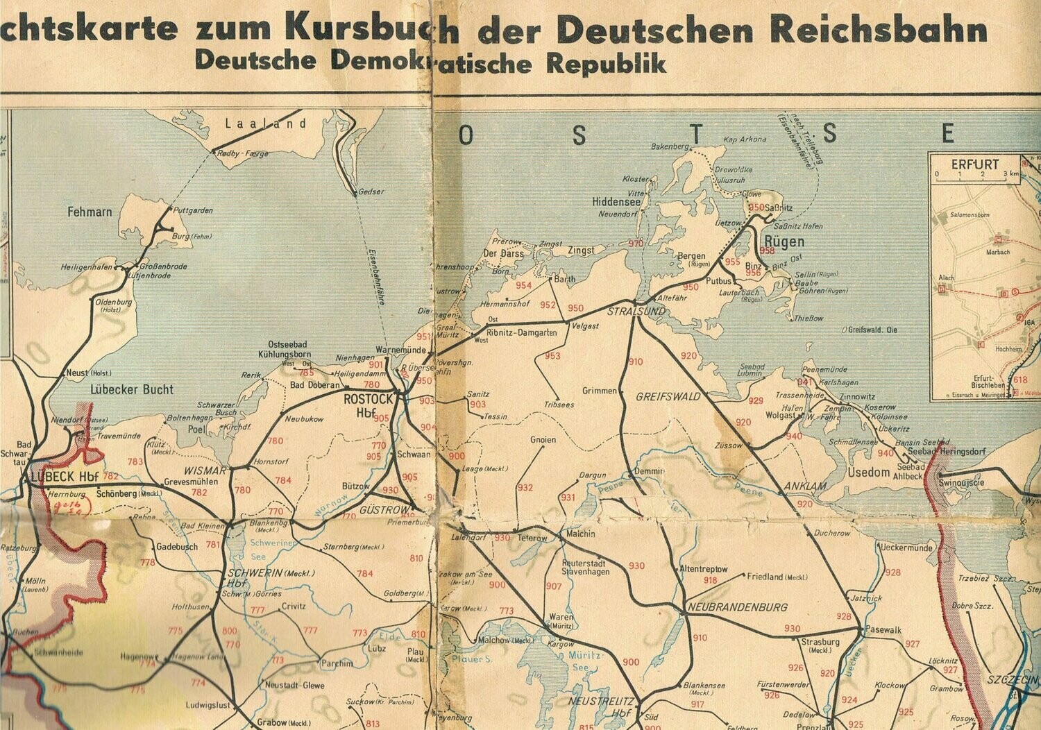 Übersichtskarte zum Kursbuch der Deutschen Reichsbahn
