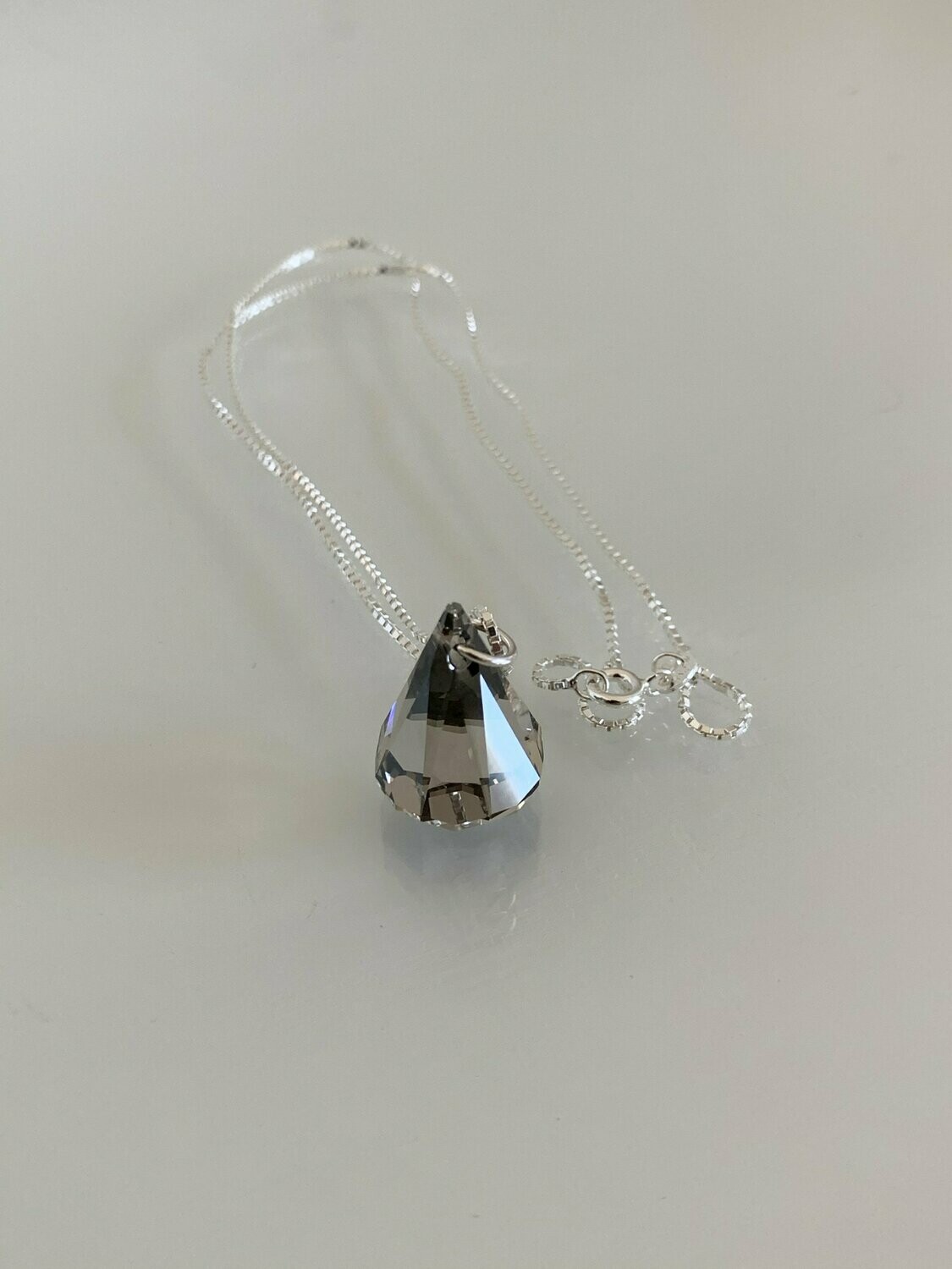 Crystal Satin Raindrop Pendant Necklace