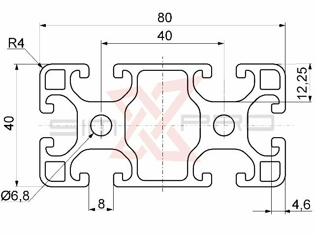 1000 mm - 4080 profile grey