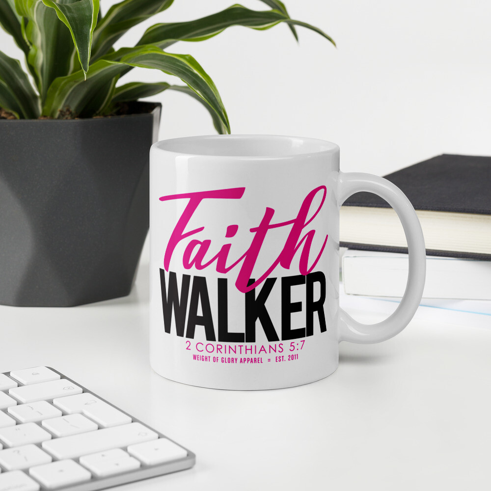 "Faith Walker" Christian Mugs - Pink & Black