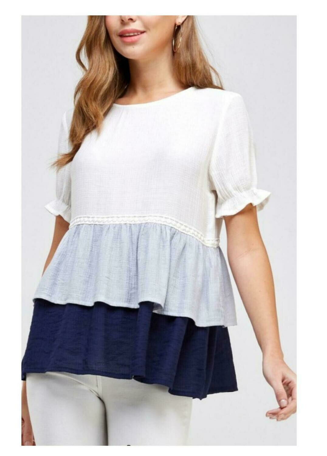 Ruffled Short Sleeve Casual Top
