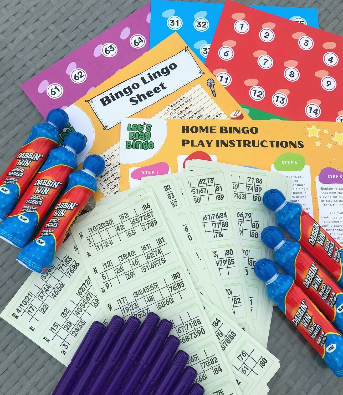 BUY HOME BINGO KIT + 6 BINGO DABBERS & 10 MARKERS