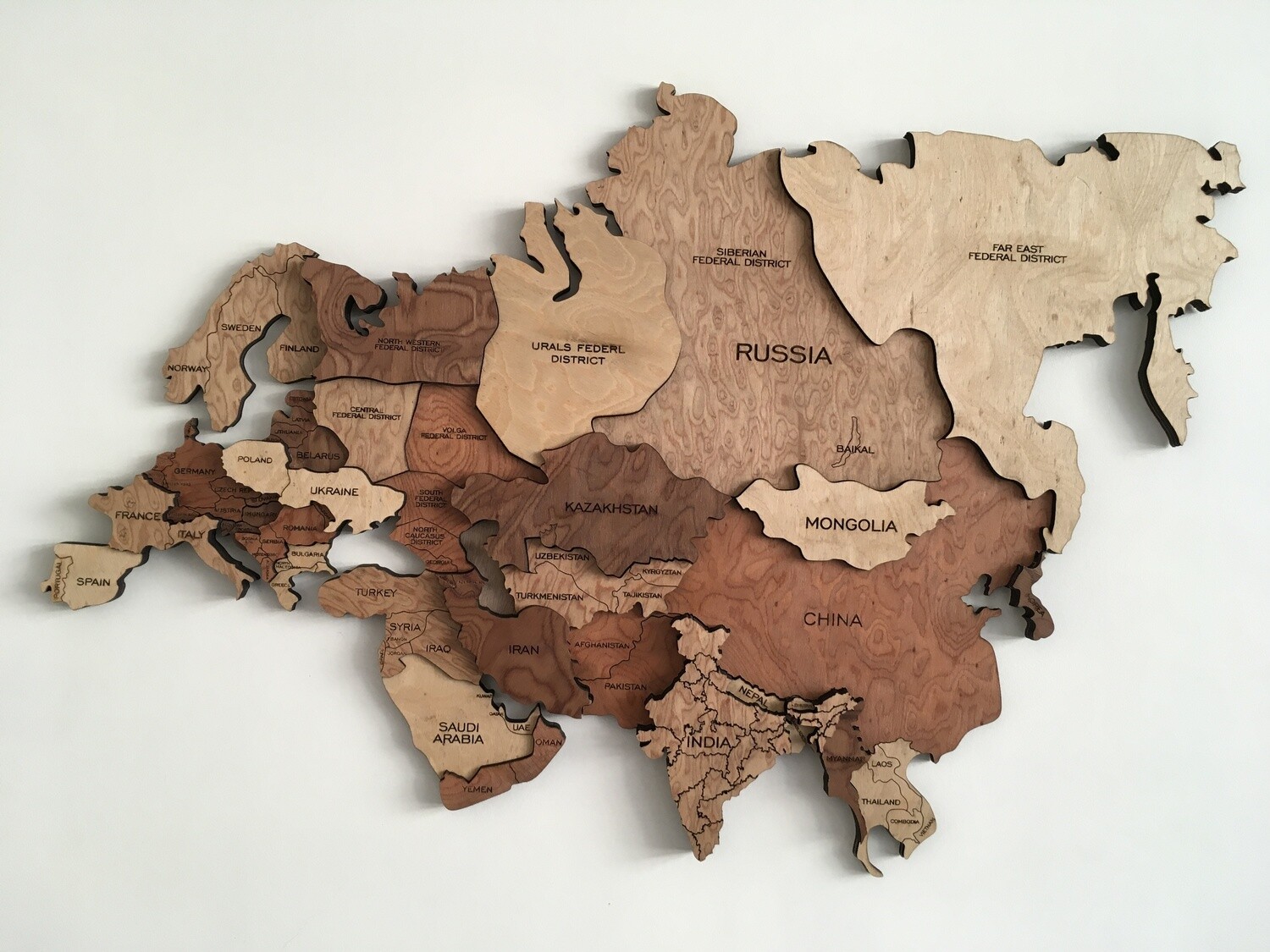ASIA, EUROPE & RUSSIA - Wall Hang 3D Map