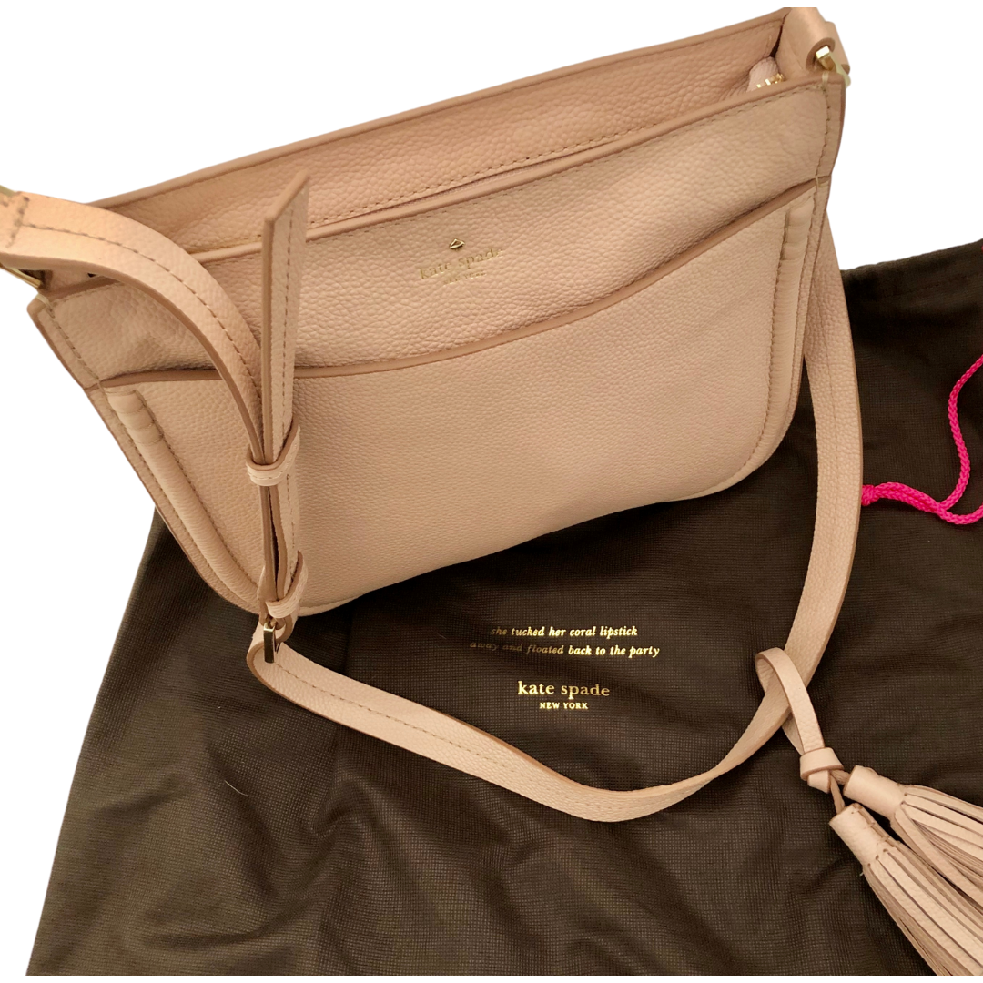 Kate Spade Pink Leather Purse with Gold Buckles and Leather Tassel