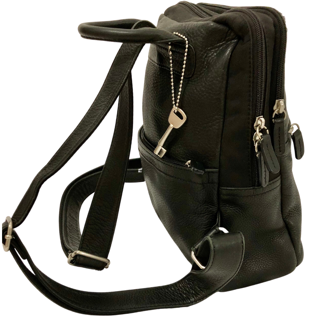 Fossil Black Genuine Soft Leather and Neoprene Backpack/Purse