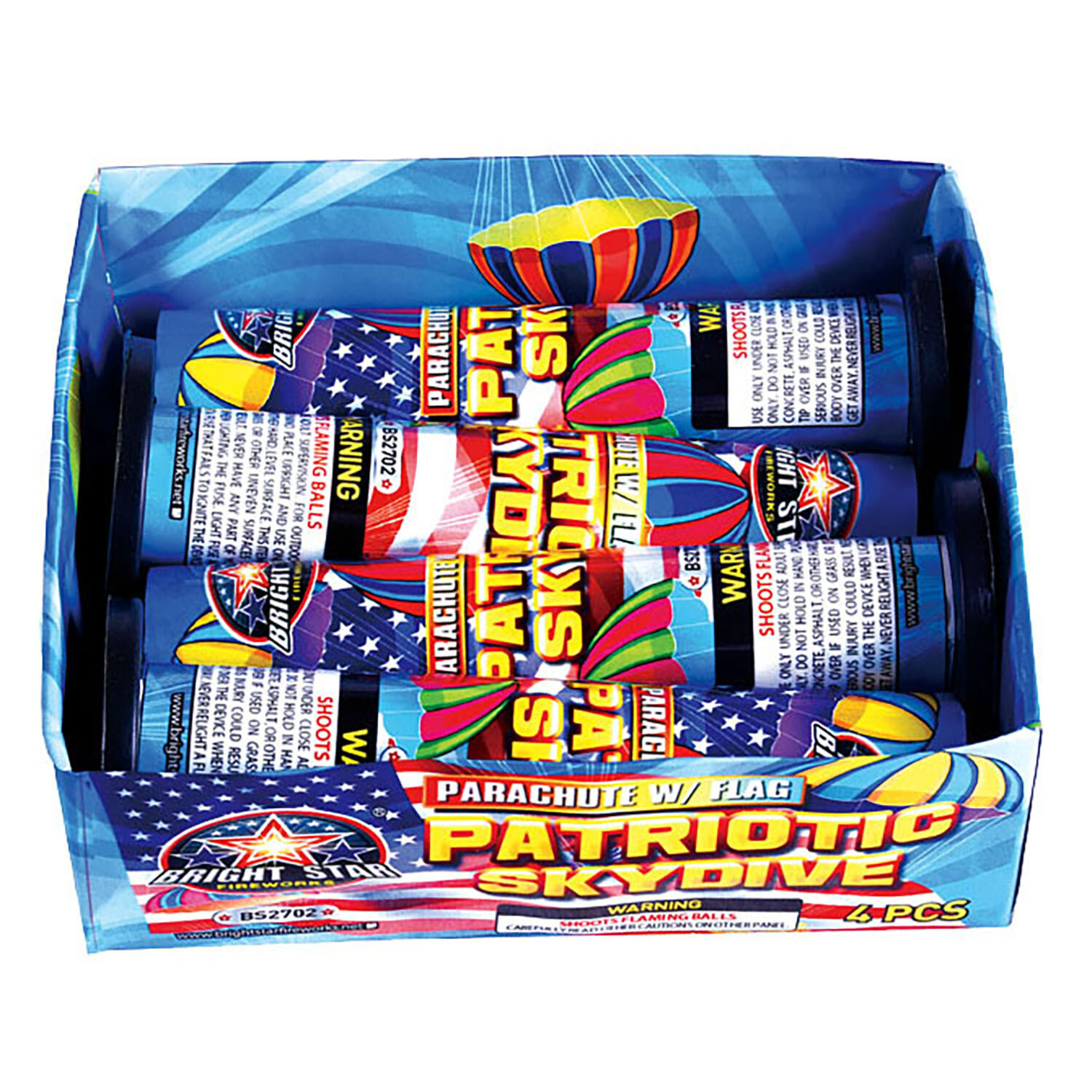 BRIGHT STAR FIREWORKS PATRIOTIC SKYDIVE PARACHUTE