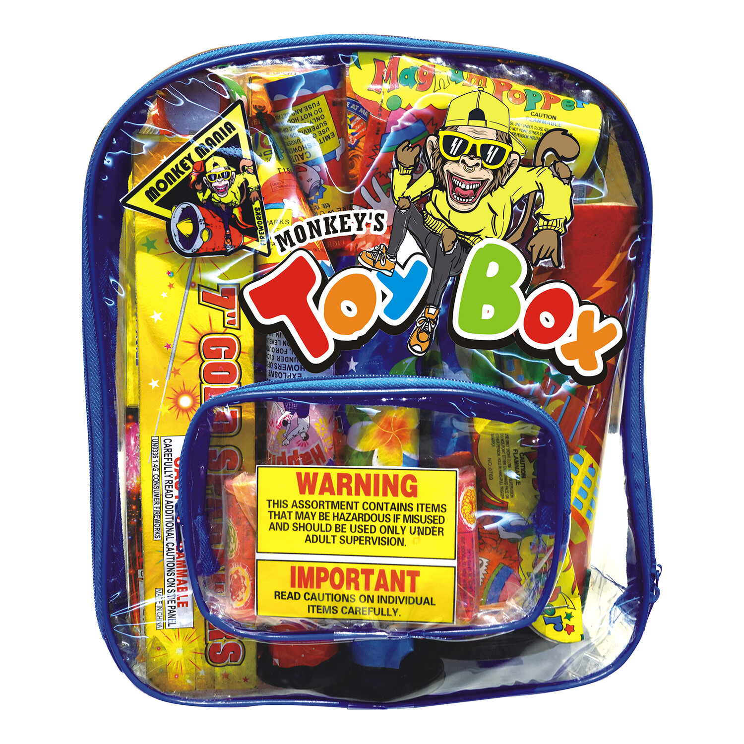 RACCOON FIREWORKS MONKEY'S TOY BOX ASSORTMENT - Back Pack - (12/1)