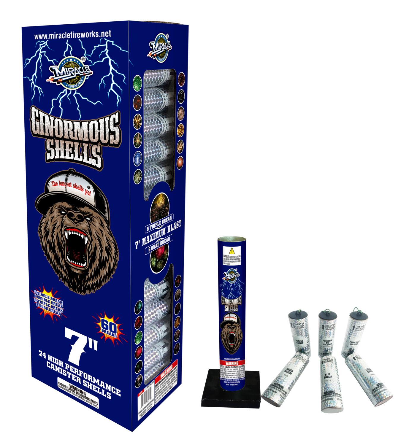 miracle fireworks GINORMOUS 7" Canister Shells