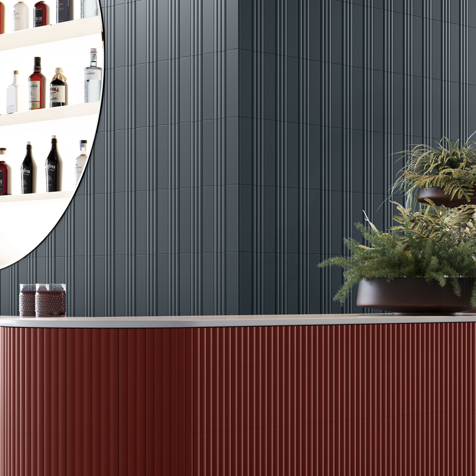 3D Effect Fluted Pastel Coloured Tiles