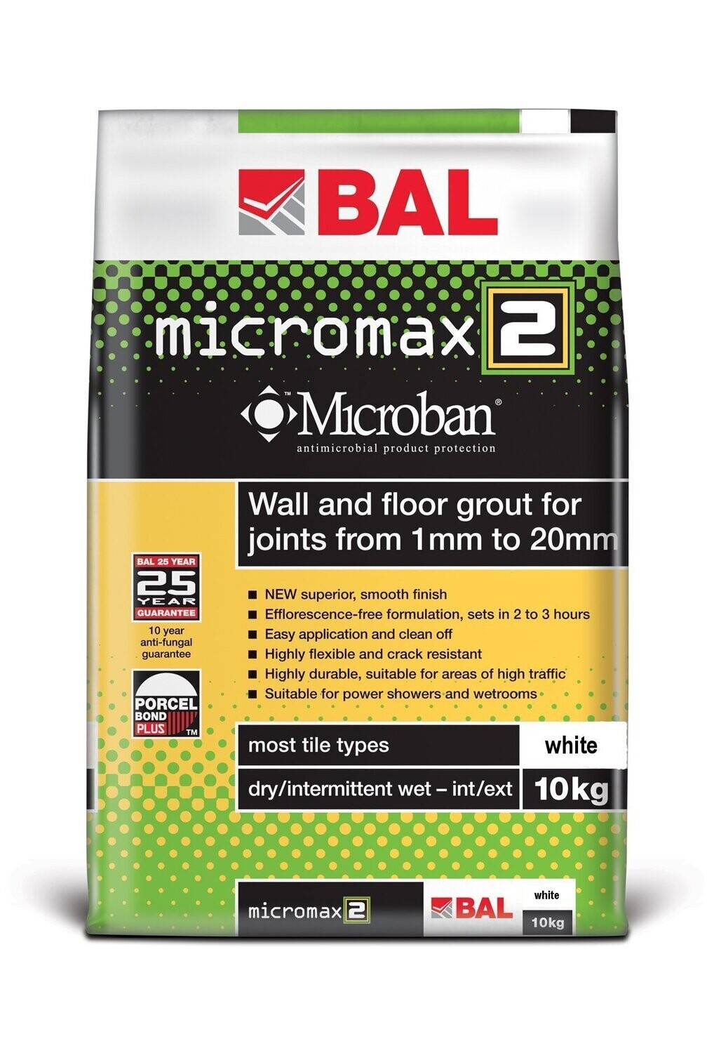 BAL Micromax 2 Flexible Wall/Floor Grout With Microban 10kg