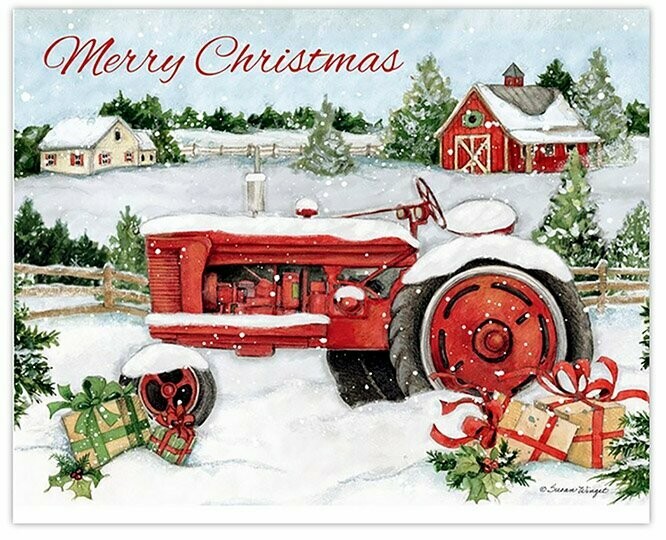 Lang Christmas Cards Snowy Tractor 18 Per Box