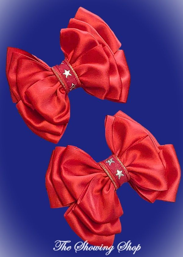 LEAD REIN/ SHOWING BOWS - RED ORGANZA SATIN TRIPLE LAYER