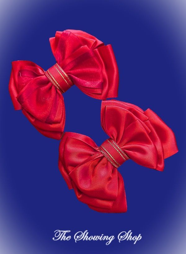 LEAD REIN/ SHOWING BOWS - RED ORGANZA SATIN TRIPLE LAYER