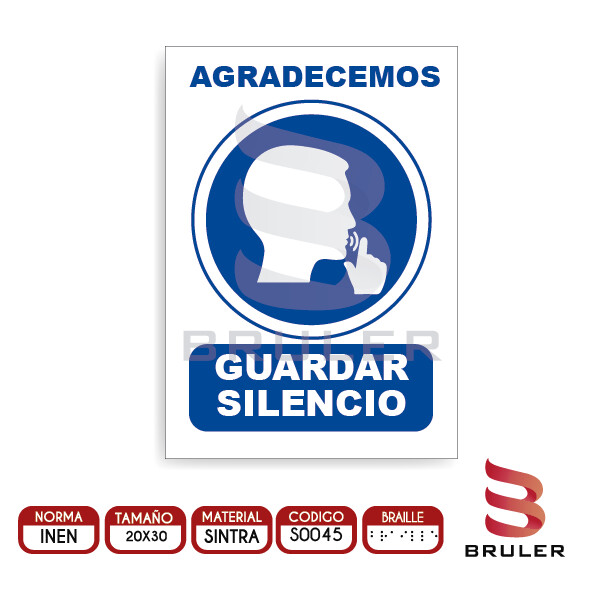Señalética A4 – Guardar silencio – BRAILLE adicional – Tienda Virtual ...