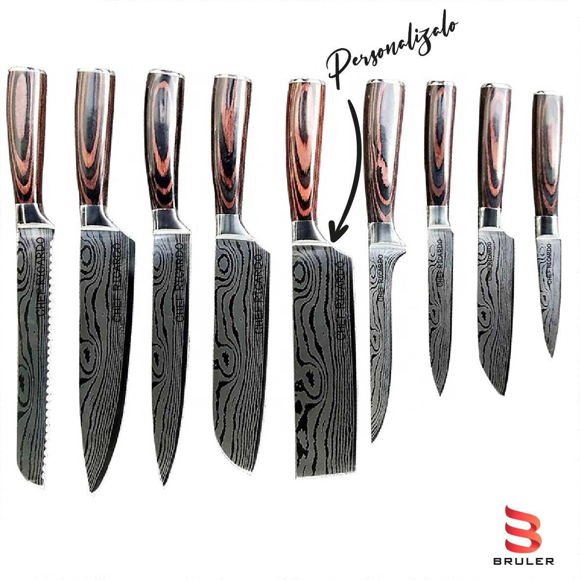Set de cuchillos para chef acero damasco x9 – Tienda Virtual – BRULER