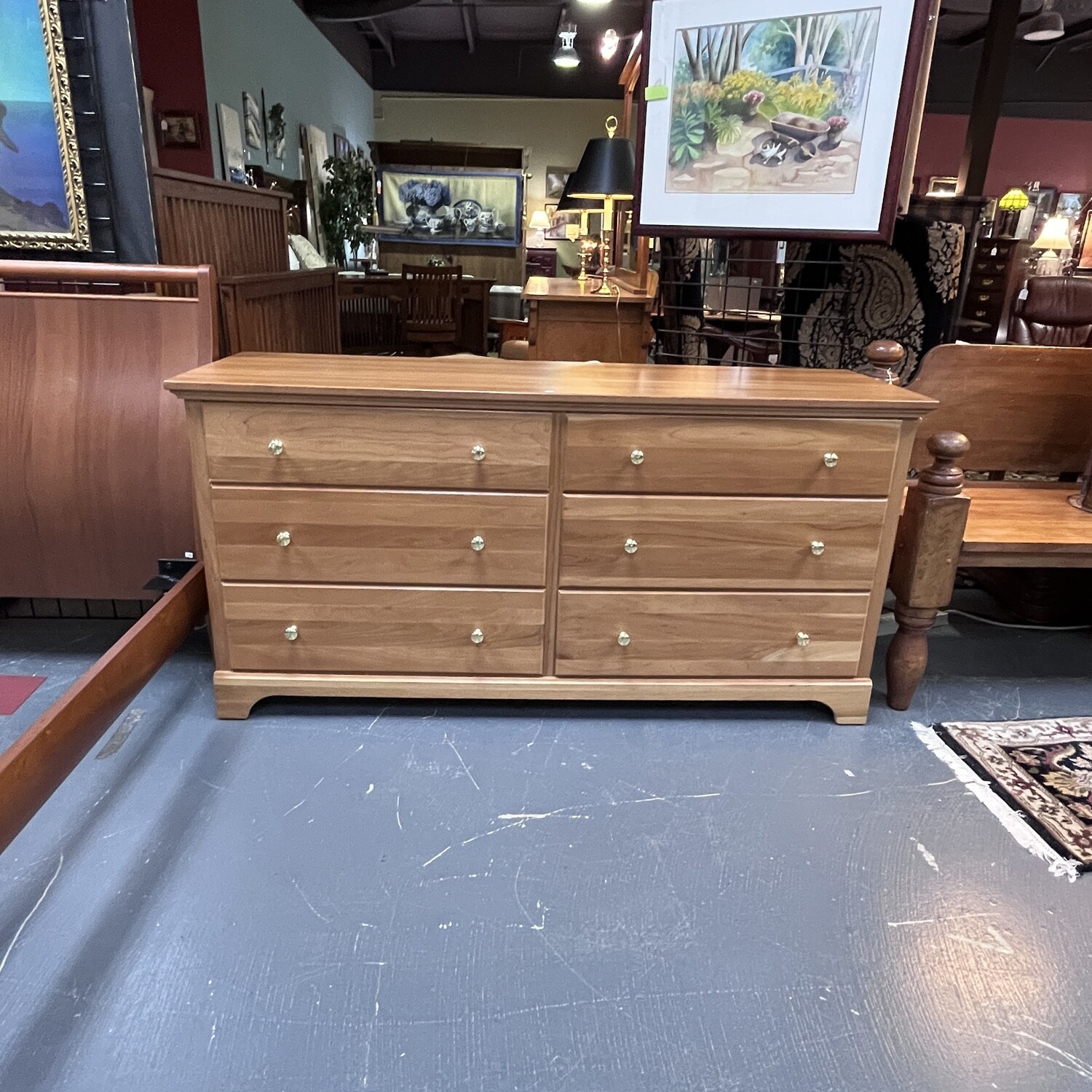 Workbench Six-drawer Dresser with Detachable Mirror