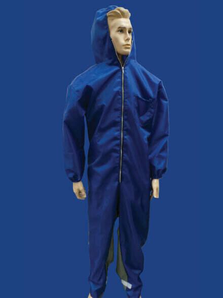 Blue Nylon Paint suit with hood