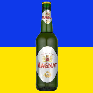 Ukrainian Obolon MAGNAT Beer (ROUND WHITE LABEL)