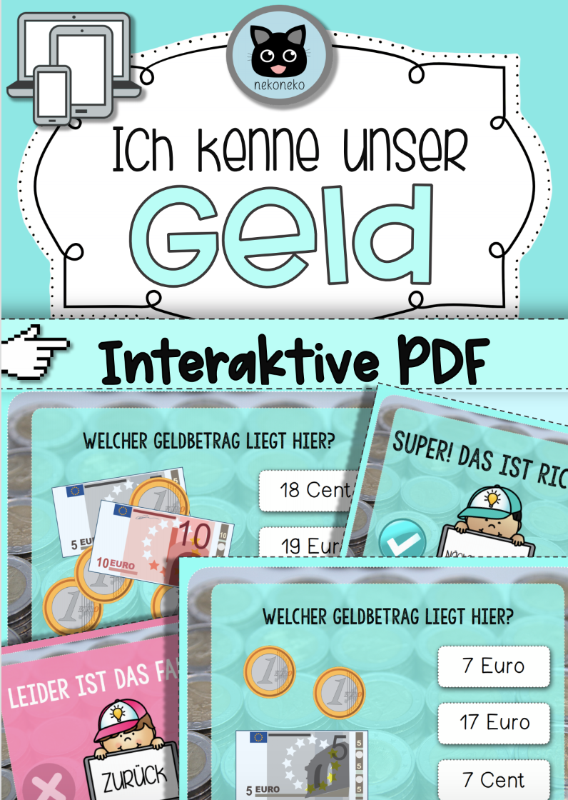 Interaktive PDF | Rechnen mit Geld | Klasse 1