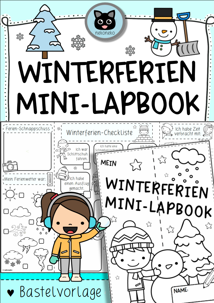 Meine Winterferien | Mini-Lapbook | Bastelvorlage