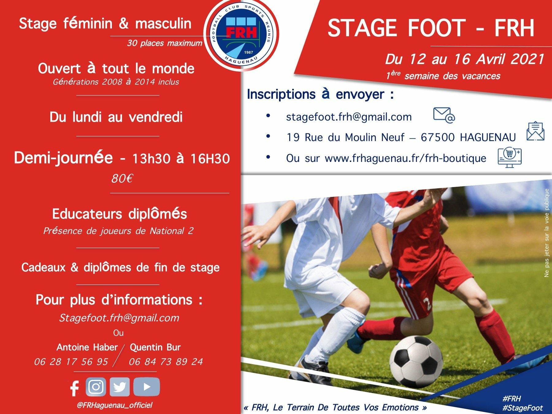 STAGES FOOT - AVRIL
