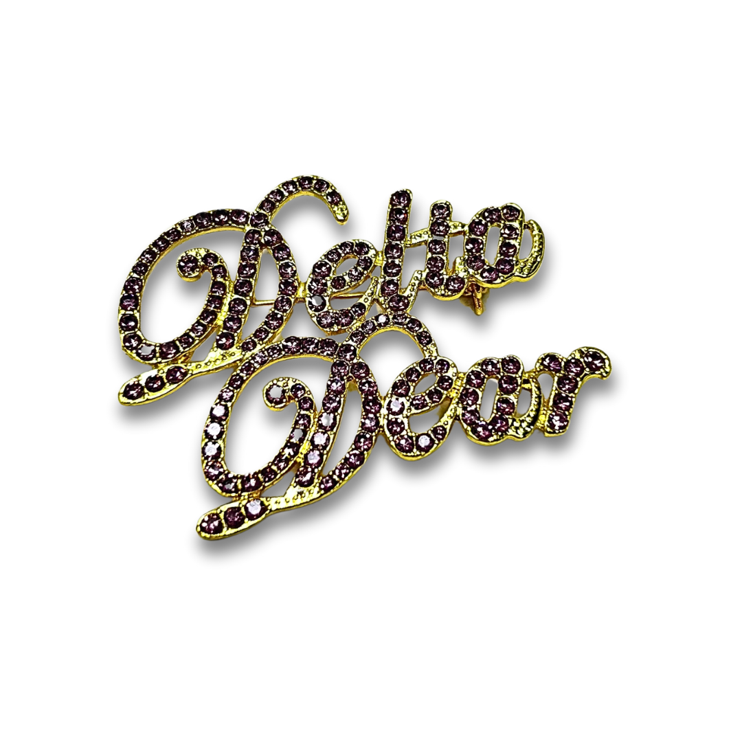 Delta Dear Violet Rhinestone Lapel