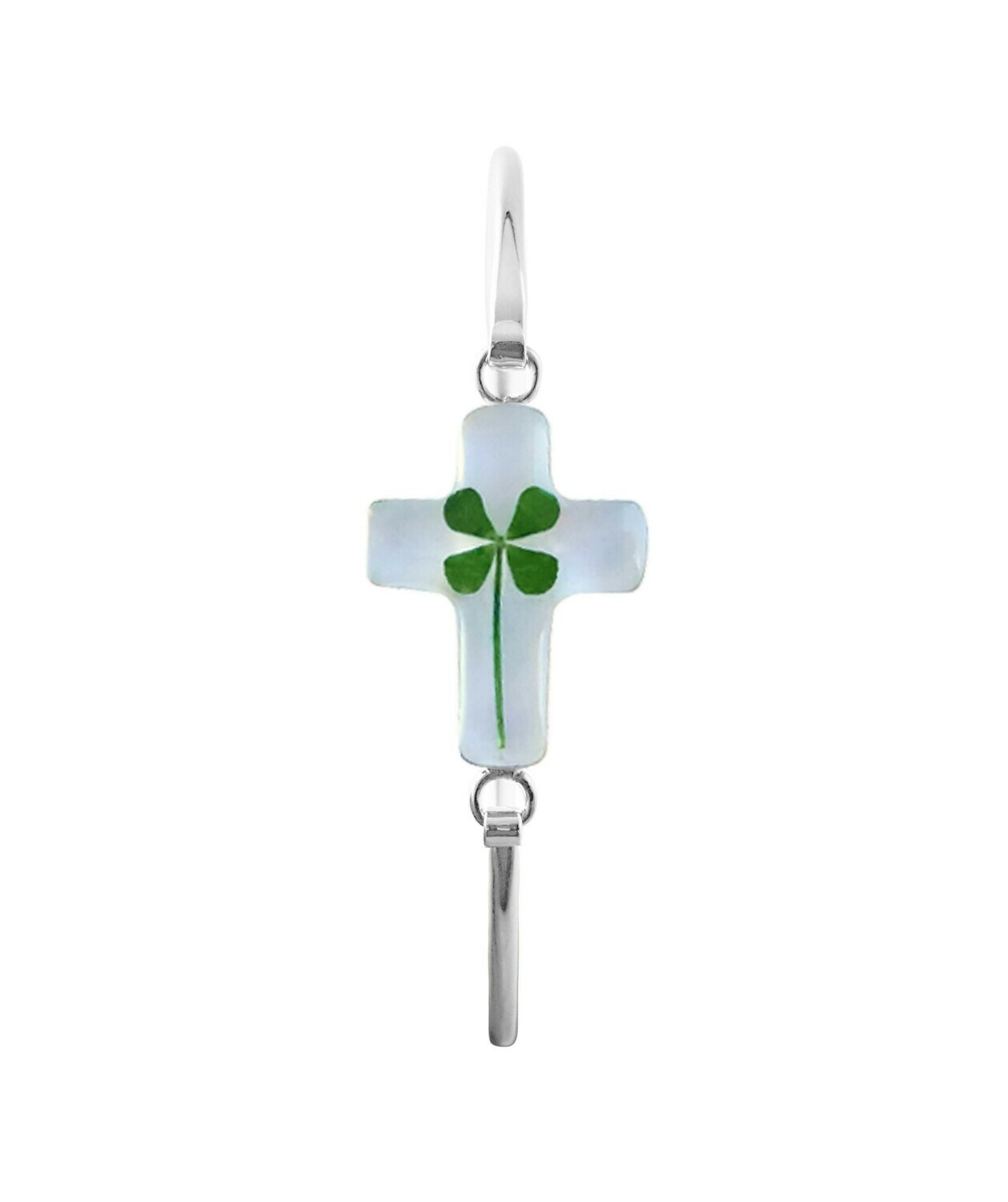 Four-Leaf Clover, Cross Bracelet, White Background