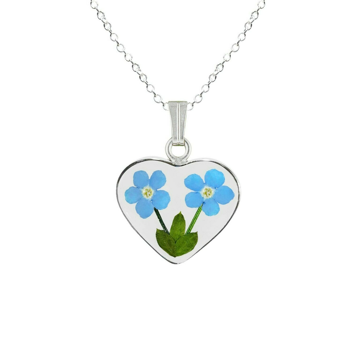 Forget-Me-Not Necklace, Medium Heart, Transparent