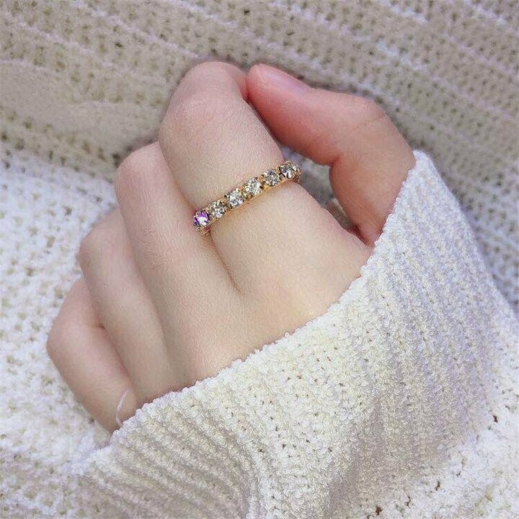Rhinestone Elastic Gold Ring