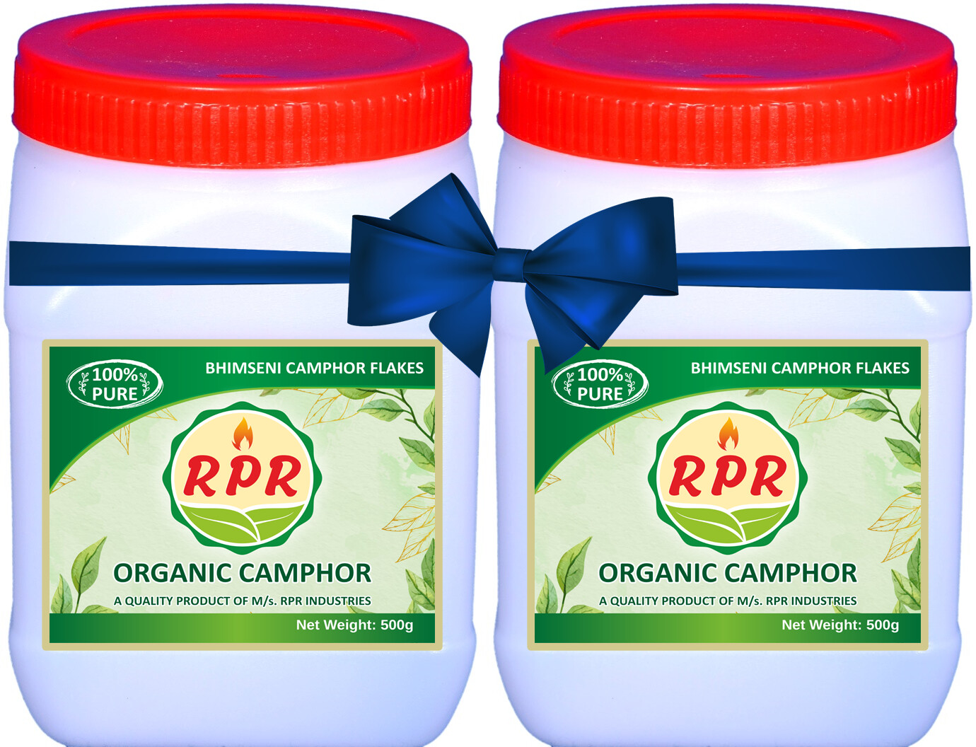 RPR Organic Bhimseni Camphor Flakes, 1kg (500g X 2 Jars), Transparent White