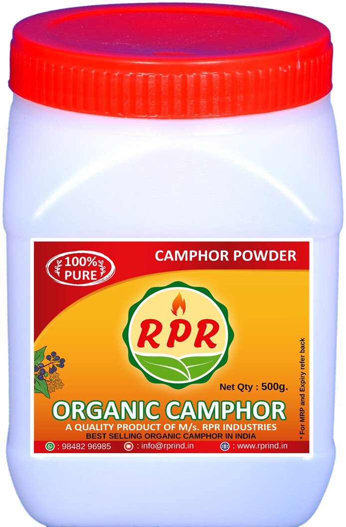 RPR Organic Camphor Powder, 500g X 1Jar, White