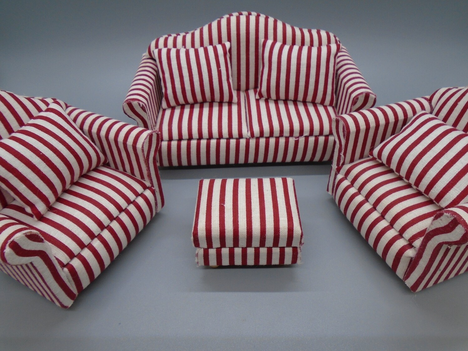 RED STRIPE SOFA SET 4PC