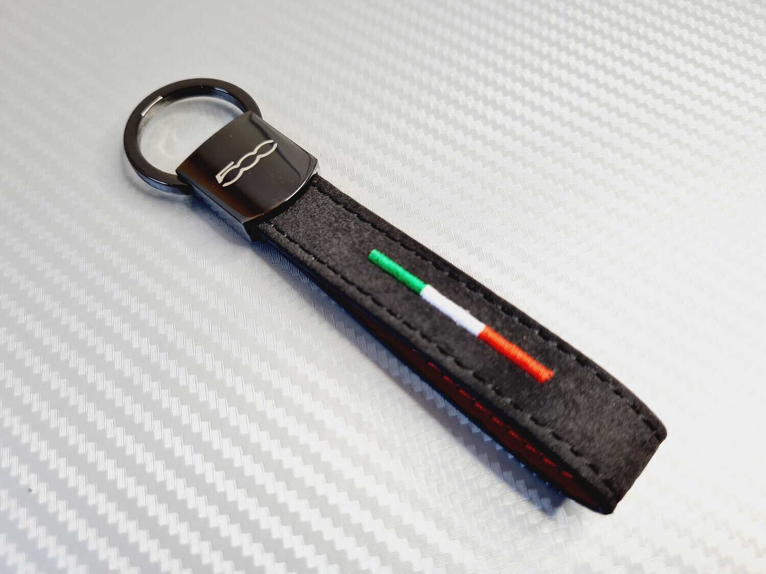 Fiat 500 Keyring - Leather/Alcantara