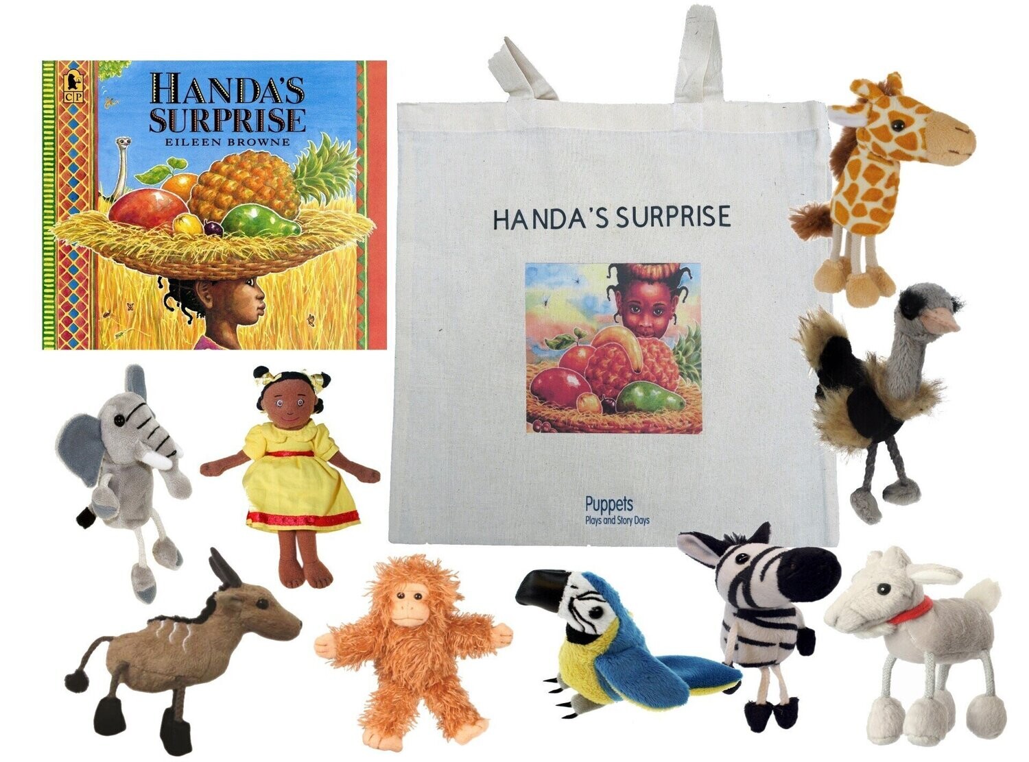 Handa's Surprise Story Book Puppet Set