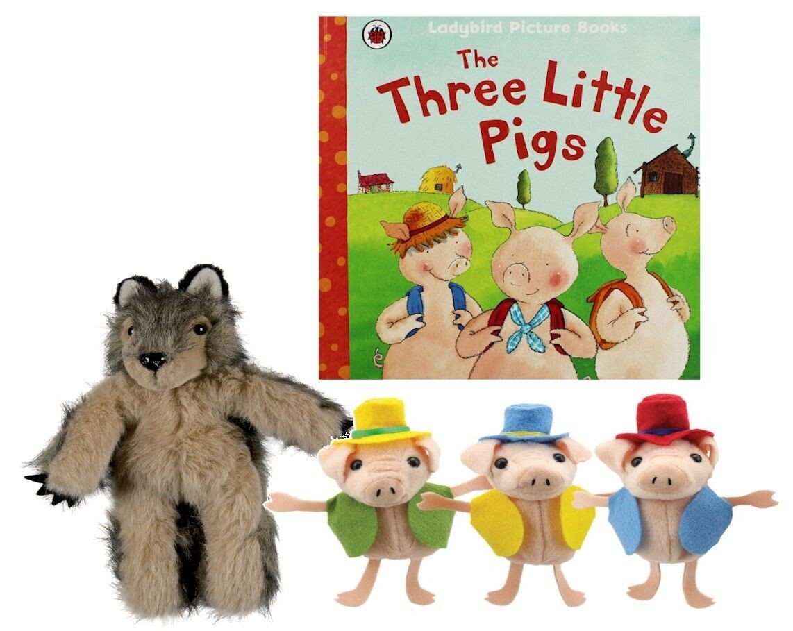 Three Little Pigs and the Big Bad Wolf Finger Puppets Story Sack Book ...