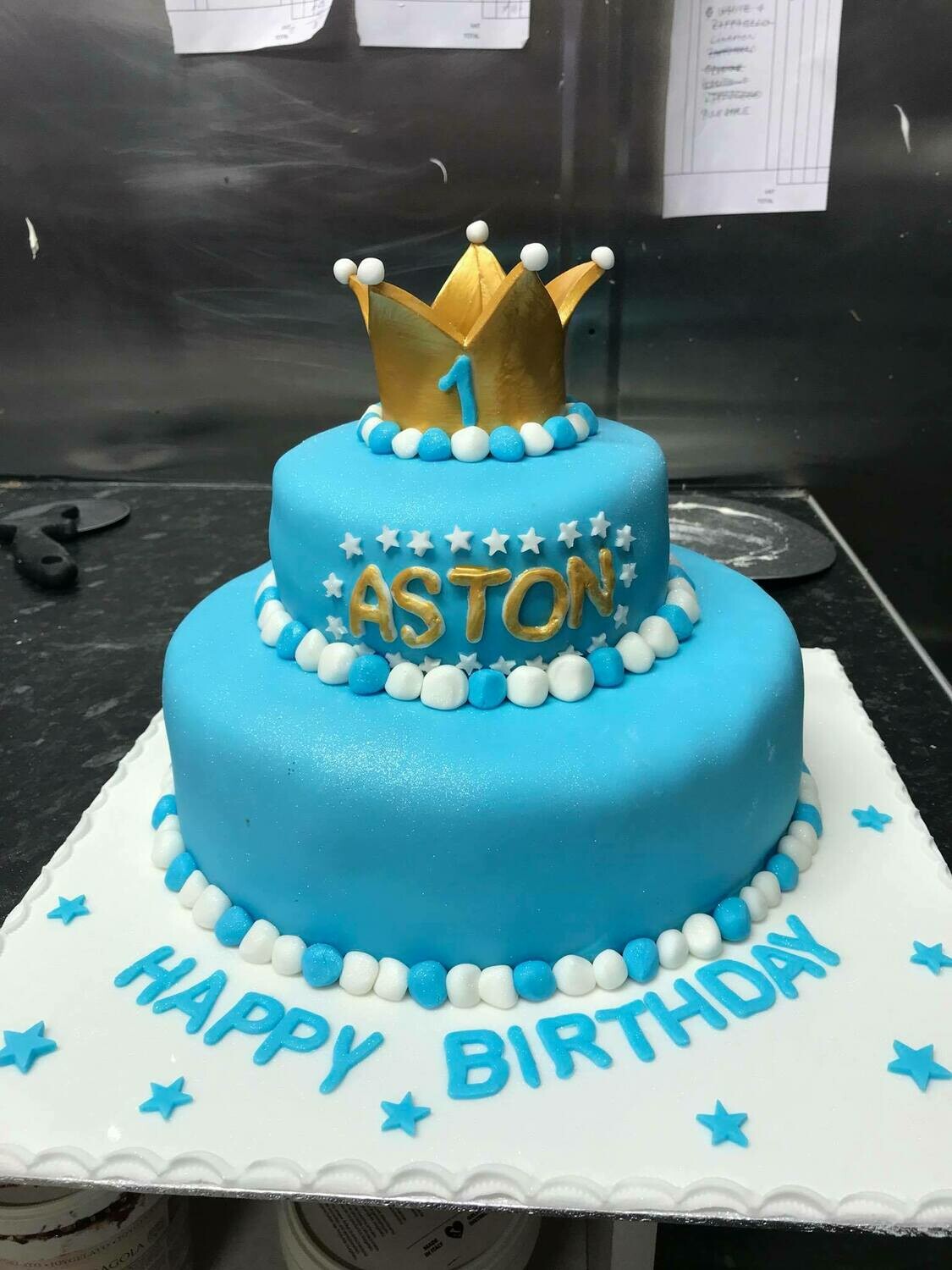 Crown Blue Royal Icing Cake