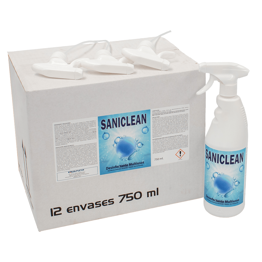 Desinfectante Multiusos SANICLEAN CAJA 12 X 750 CC. + 4 cabezales