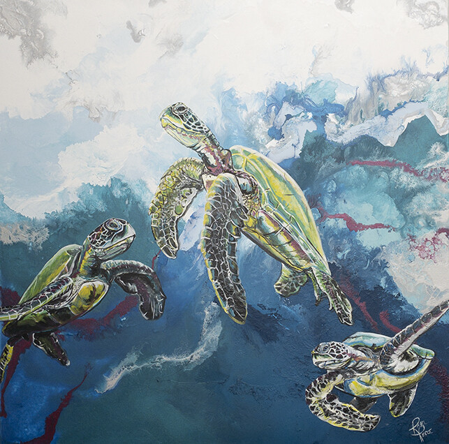 Flotilling By print – Sea Turtle Art by Rachel Pierce