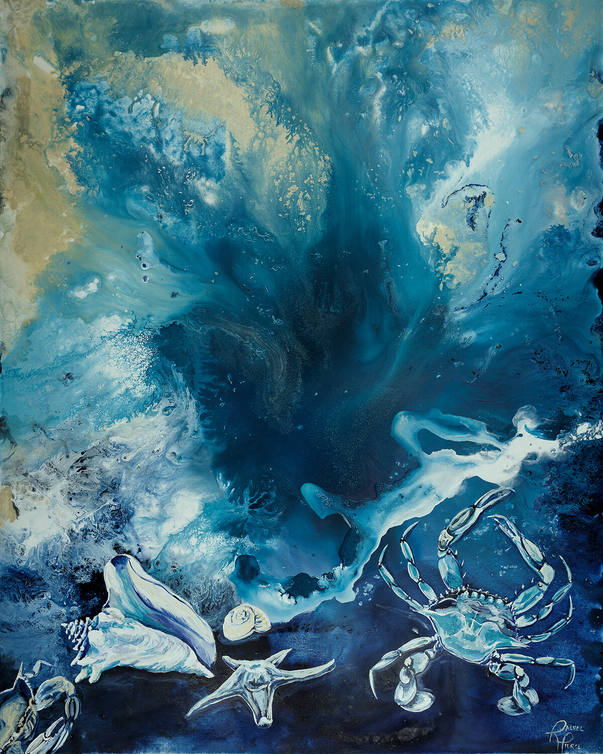 By the Midnight Sea print – Beach Art by Rachel Pierce