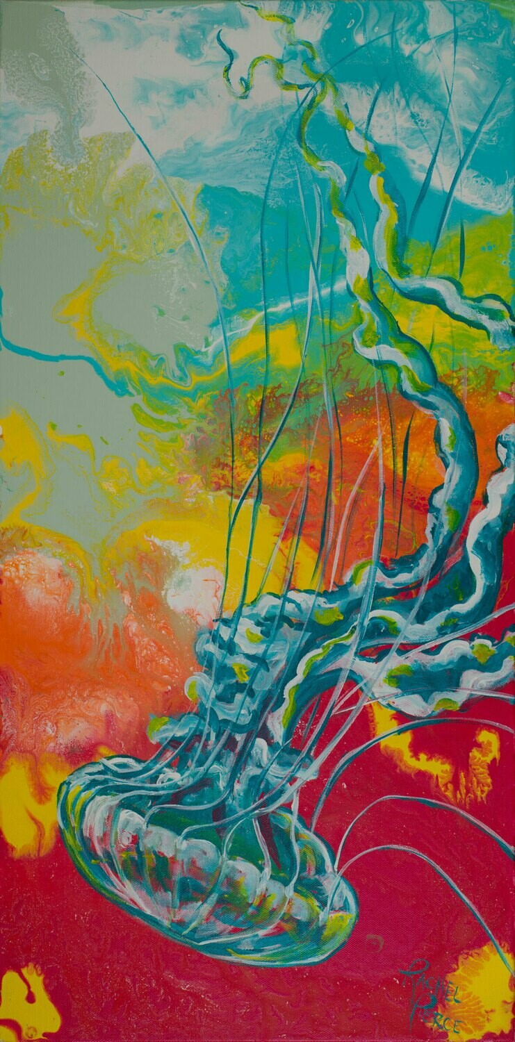 Jellyfish Center print – Neon Jelly Art by Rachel Pierce