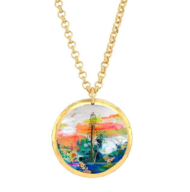 Sanibel Lighthouse Disc Necklace