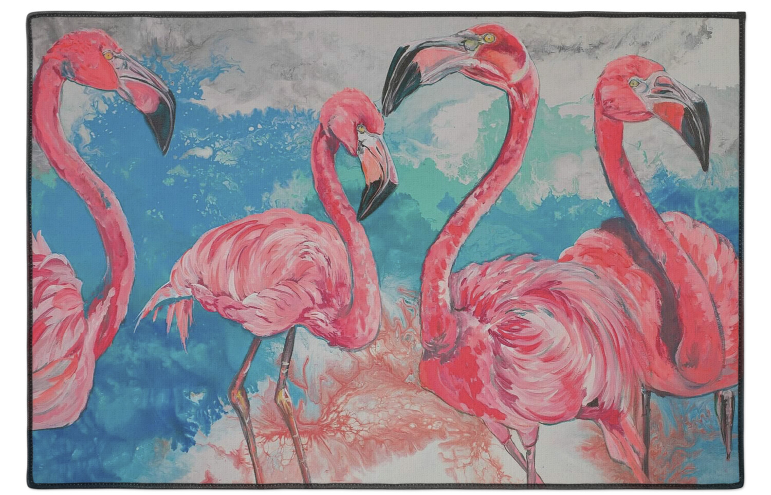 Four Flamingos on the Beach Indoor/Outdoor Rug