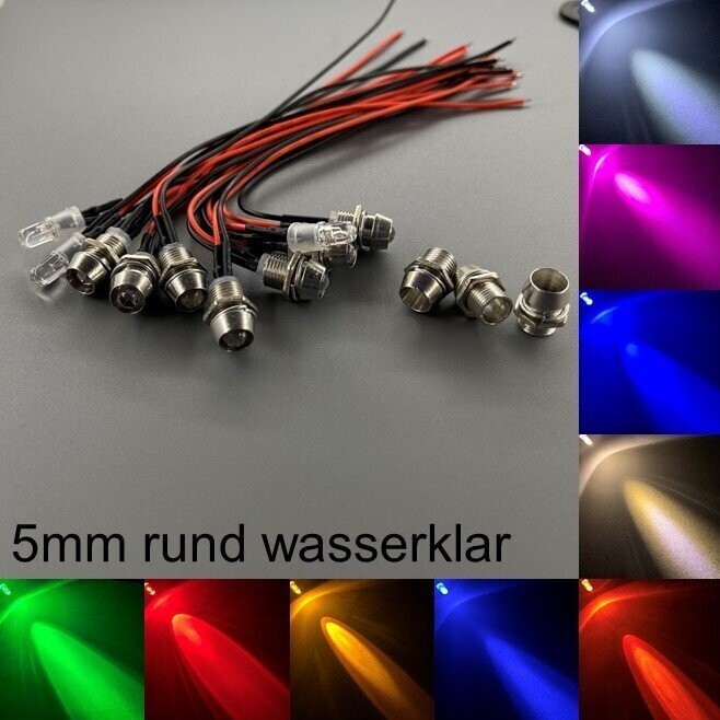 10 Stück 3mm LEDs Flachkopf wasserklar ohne Widerstände