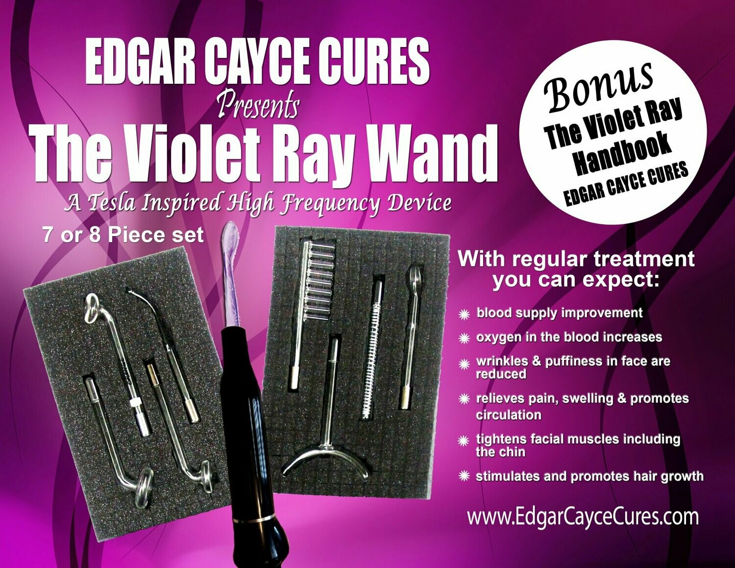 Violet Ray with 7 or 8 pcs & Handbook & cardboard box