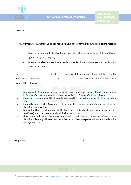 Polygraph Consent Form